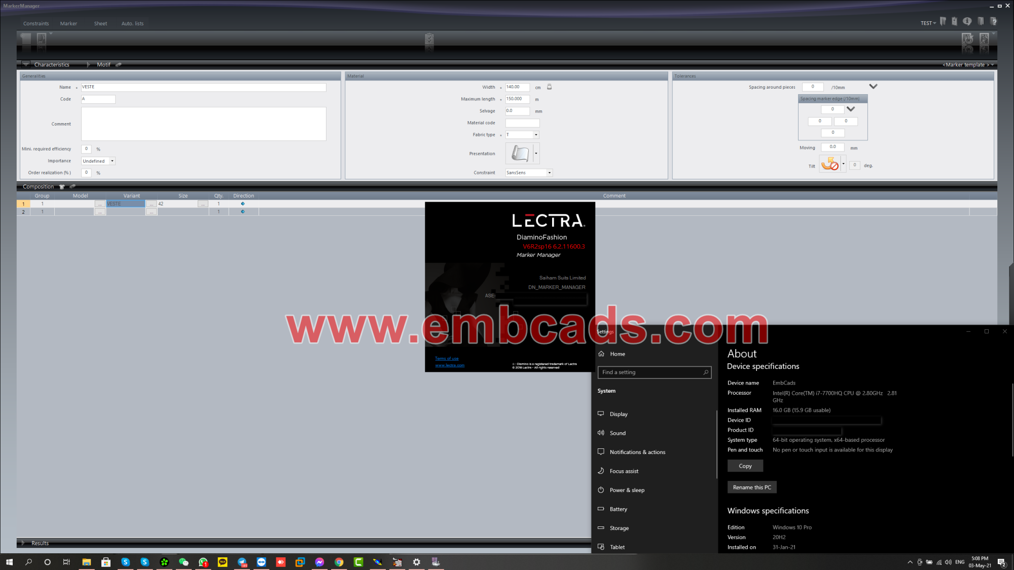Lectra Modaris V8R2 SP4 Expert And Diamino Fashion V6R2 SP16 Expert - EmbCads Software's Services