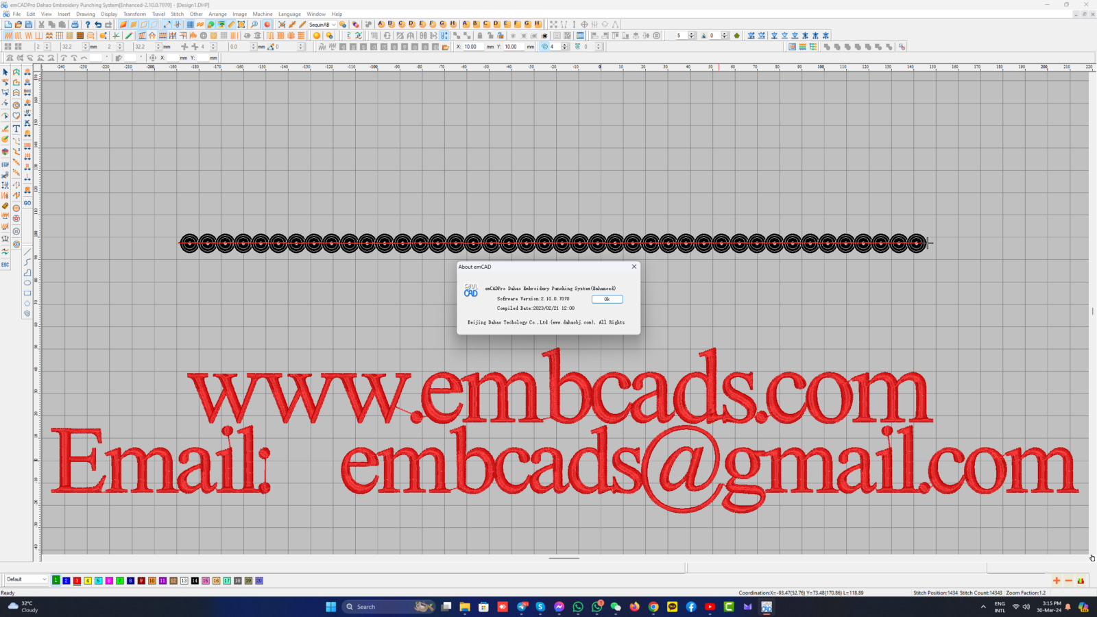 emCAD Pro 2.10.0.7070 By Dahao Embroidery Punching System Full Version | New Released 2023 ...