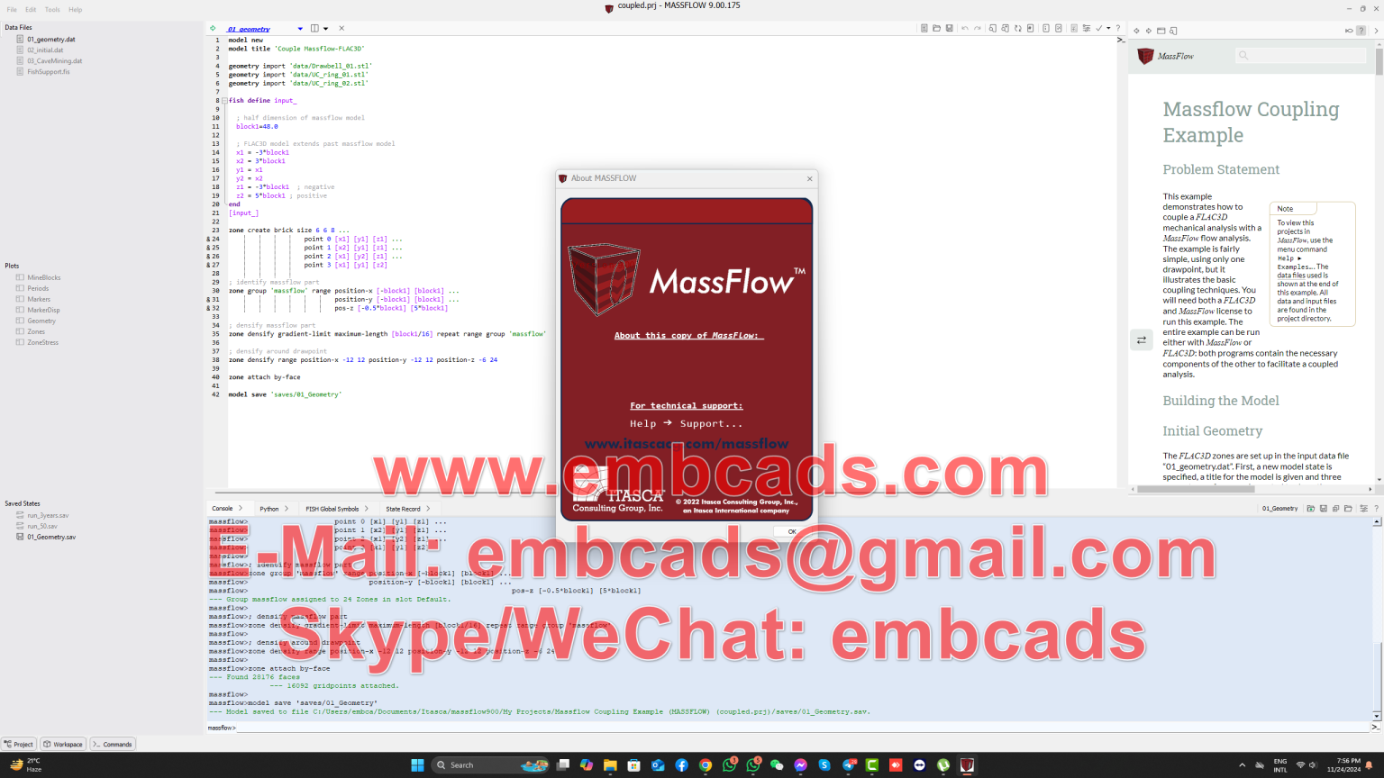 ITASCA V9.00.175 Suite | Flac_2D_3D + PFC_2D_3D + 3DEC + Mass flow ETC - EmbCads Software's Services